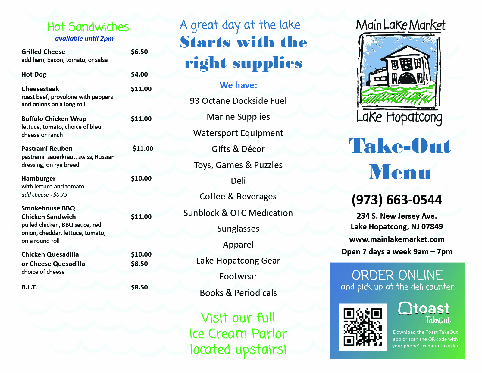 Carry Out Menu - Curbside Pick Up Menu I Main Lake Market